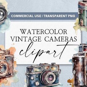 Camera Png Clipart | Watercolor Vintage Camera Clipart | Commercial Use ...