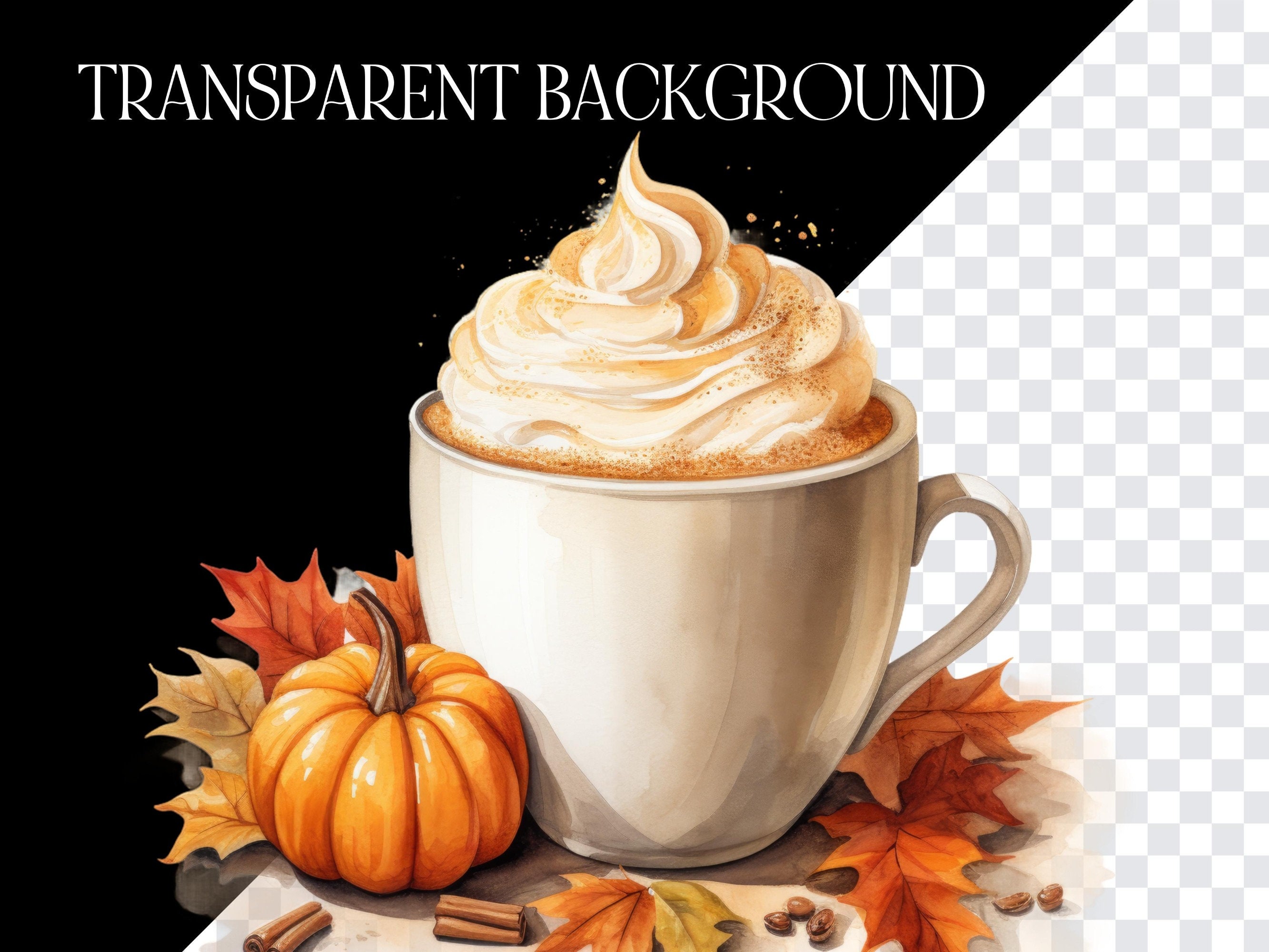 34 Pumpkin Spice Latte Clipart, Commercial Use Clipart, Transparent PNG ...
