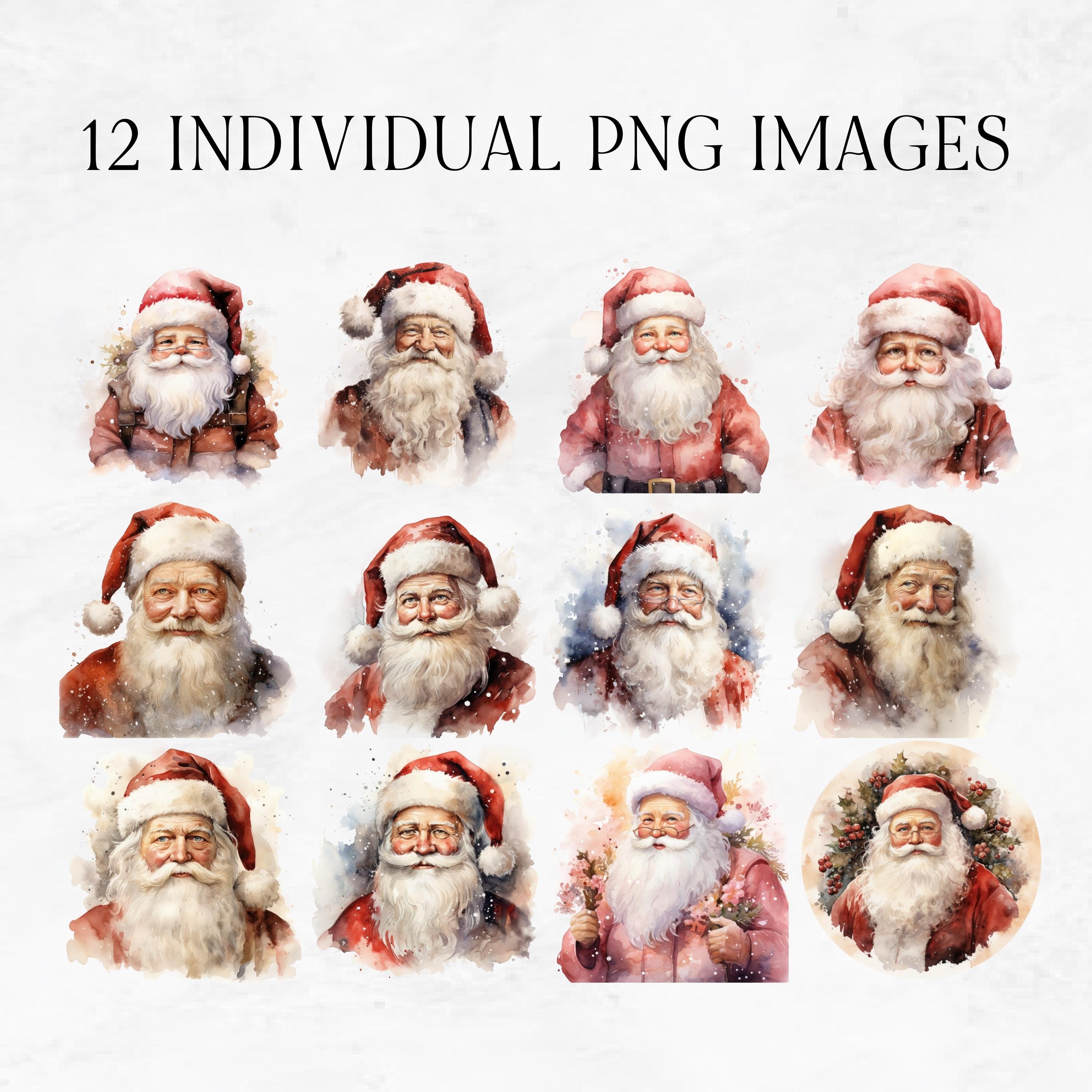 12 Traditional Santa Png Classic Santa Clipart Watercolor - Etsy