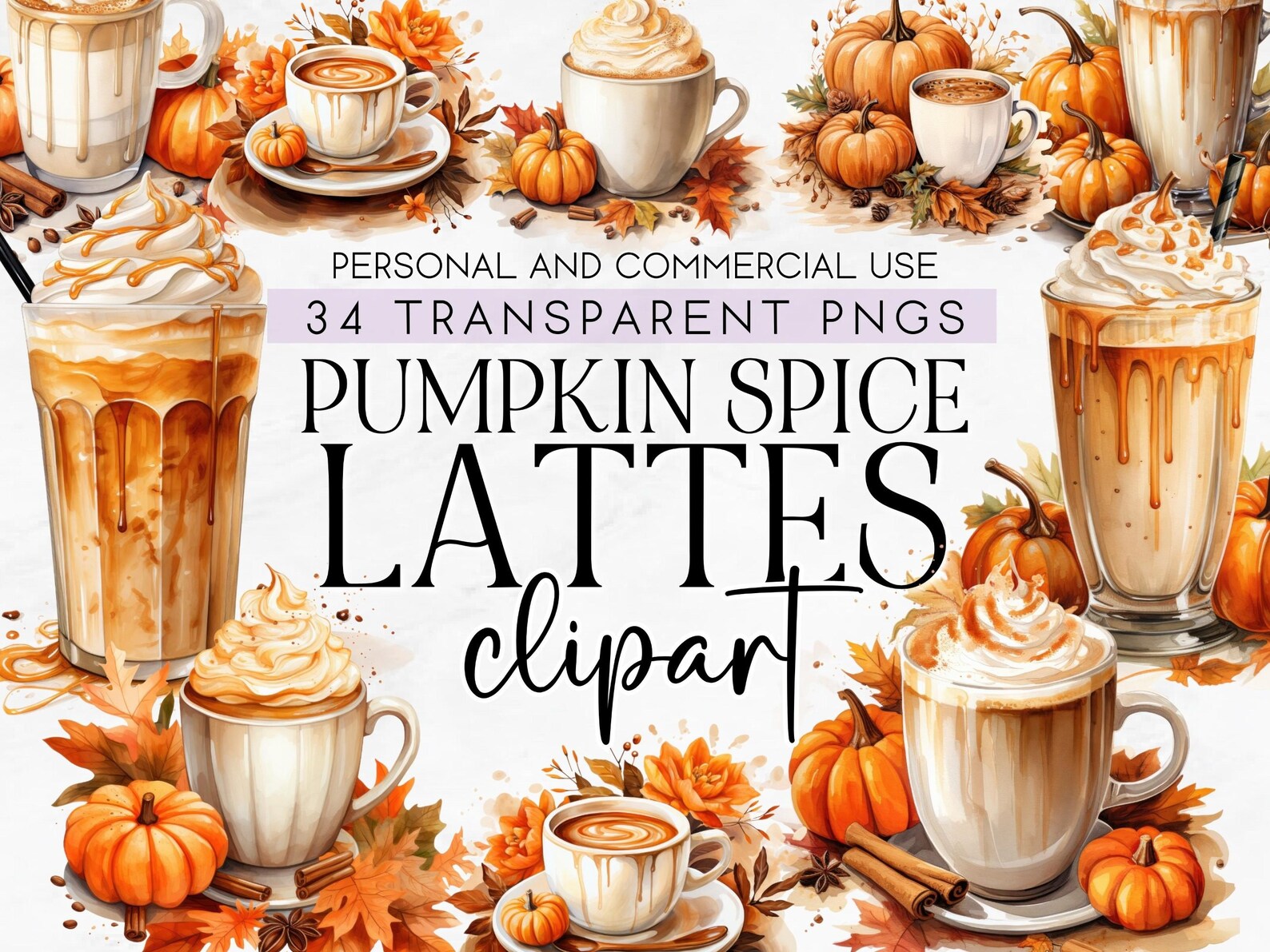 34 Pumpkin Spice Latte Clipart, Commercial Use Clipart, Transparent PNG ...
