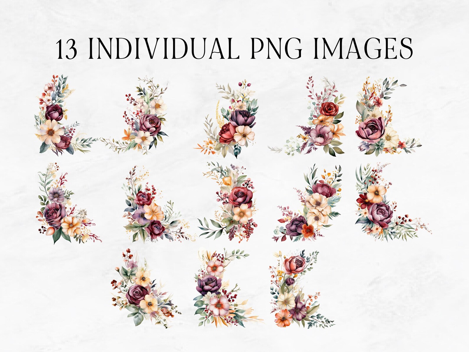13 Burgundy Flowers Clipart Floral Clipart Corners Page - Etsy