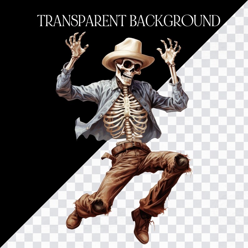 12 Cowboy Skeleton Dancing PNG, Dancing Skeleton Clipart, Spooky ...