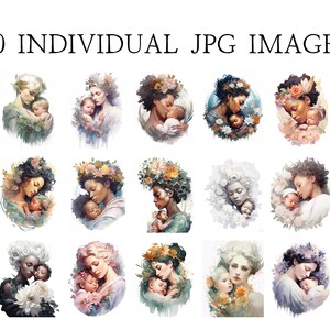 Mother and Baby Clipart Commercial Use Clipart Mother Watercolor ...
