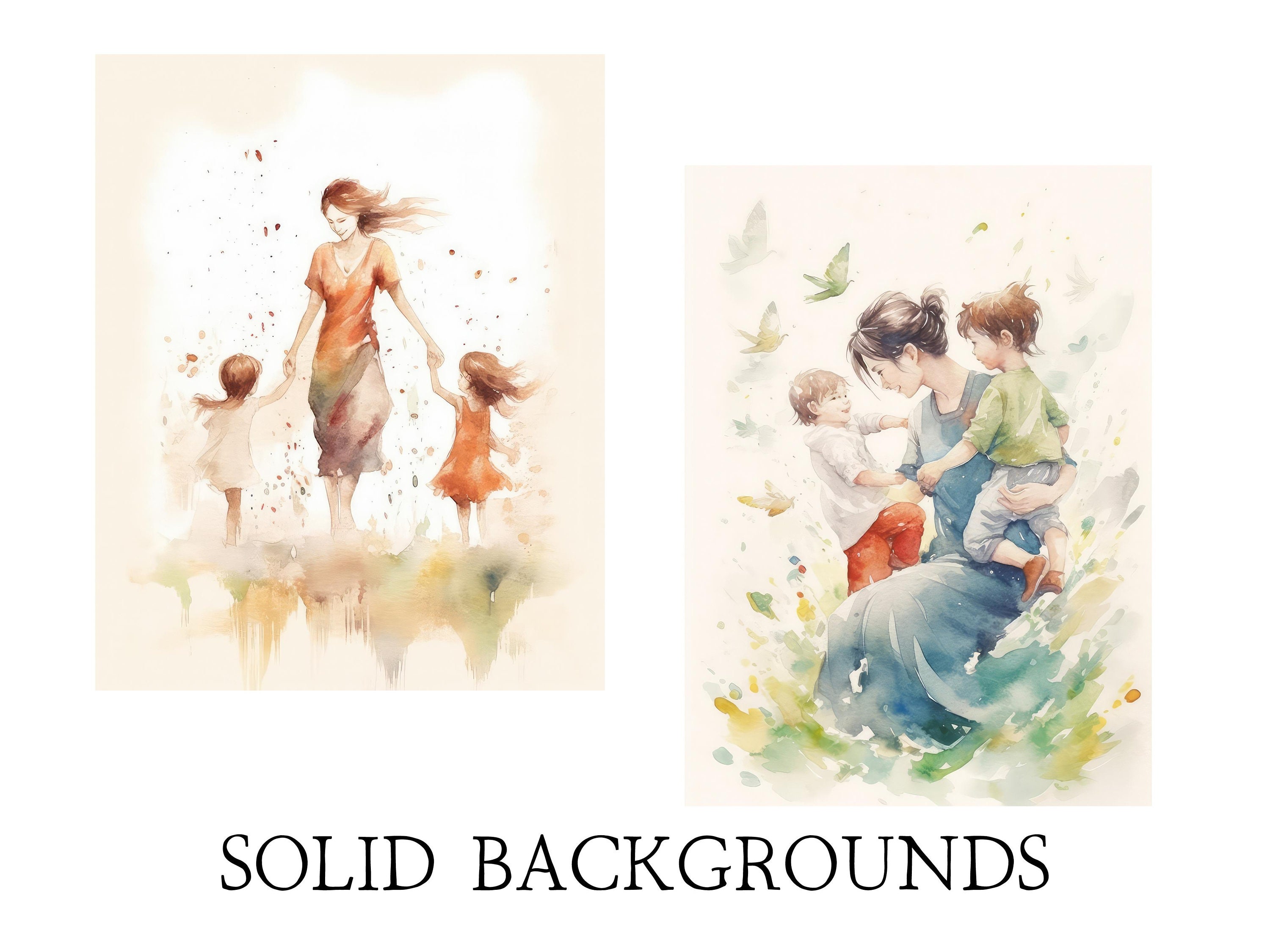 Watercolor Mother and Children Clipart Commercial Use Clipart Mom and ...