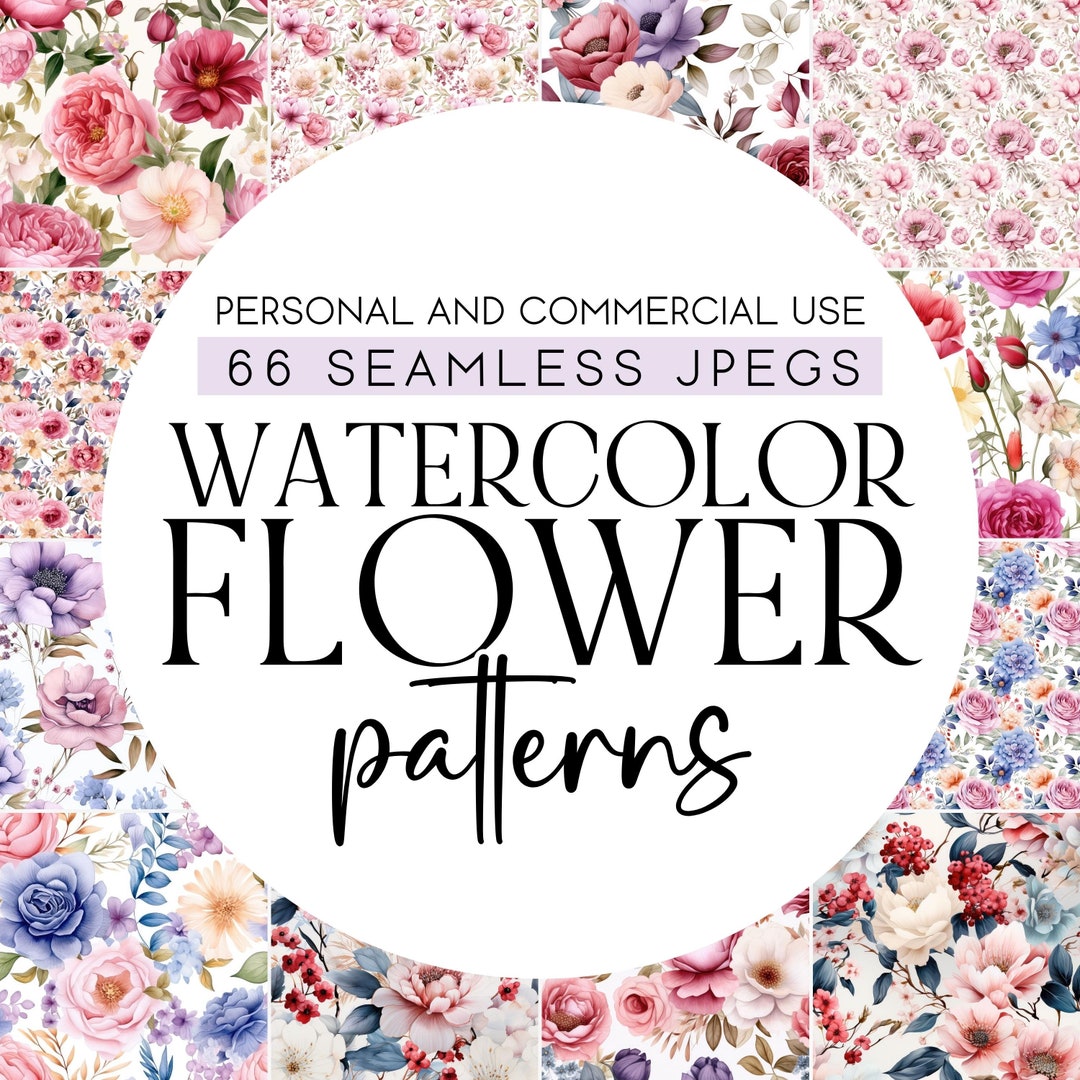 66 Watercolor Flower Seamless Pattern, Watercolor Flower Backgrounds ...