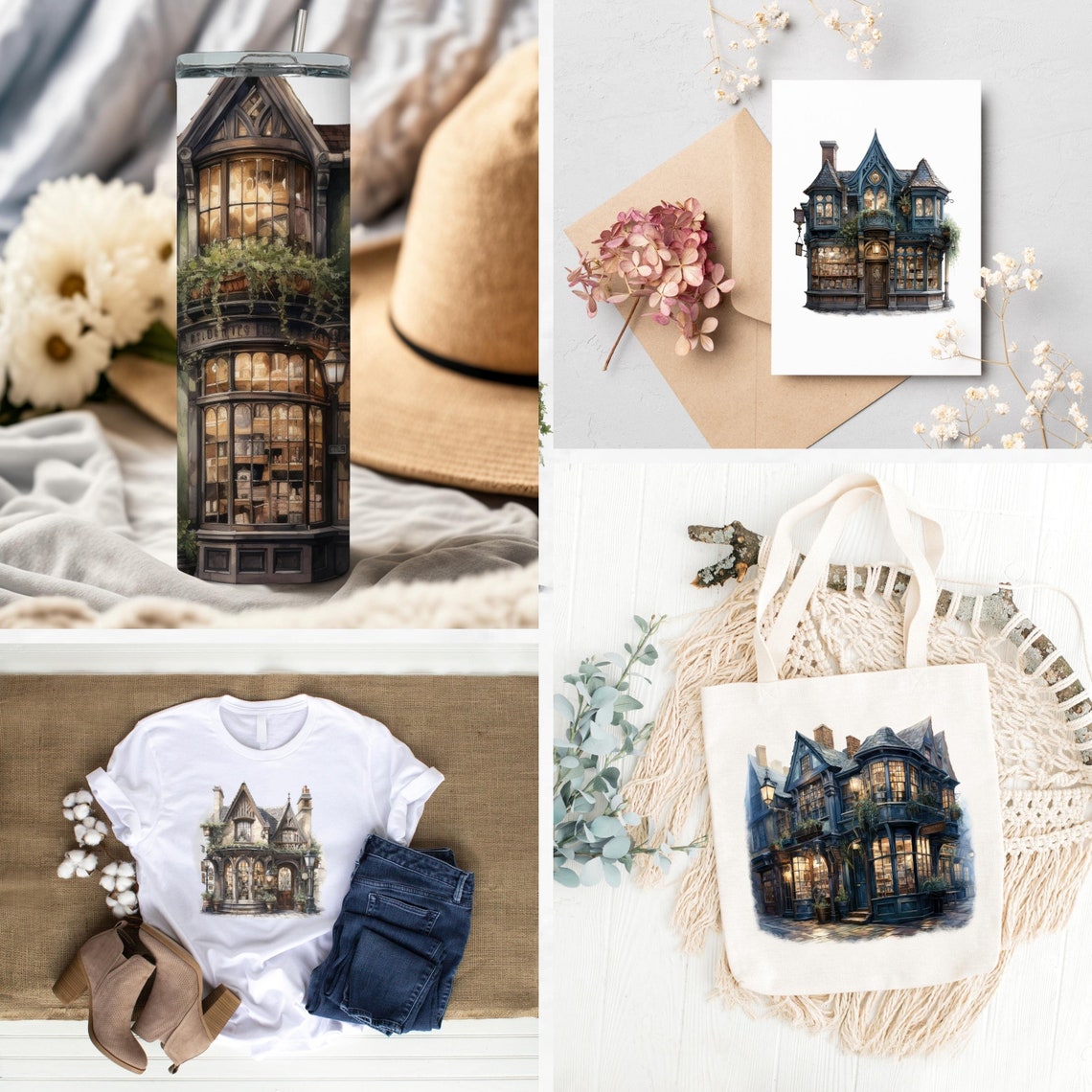 Vintage Storefronts Clipart Wizard Shopfronts Magical Store - Etsy