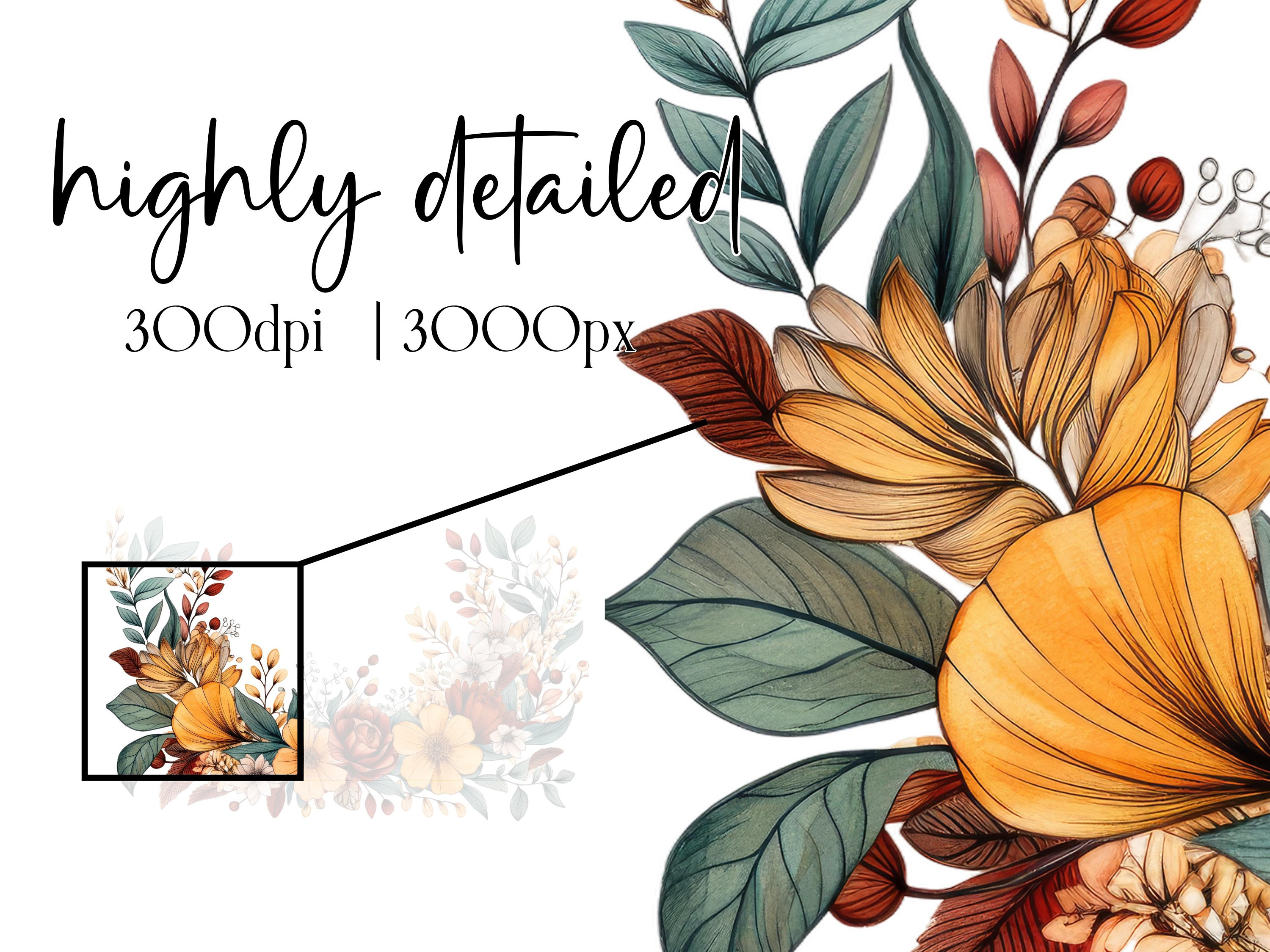 17 Autumn Floral Borders and Frames, Commercial Use Clipart, Fall ...