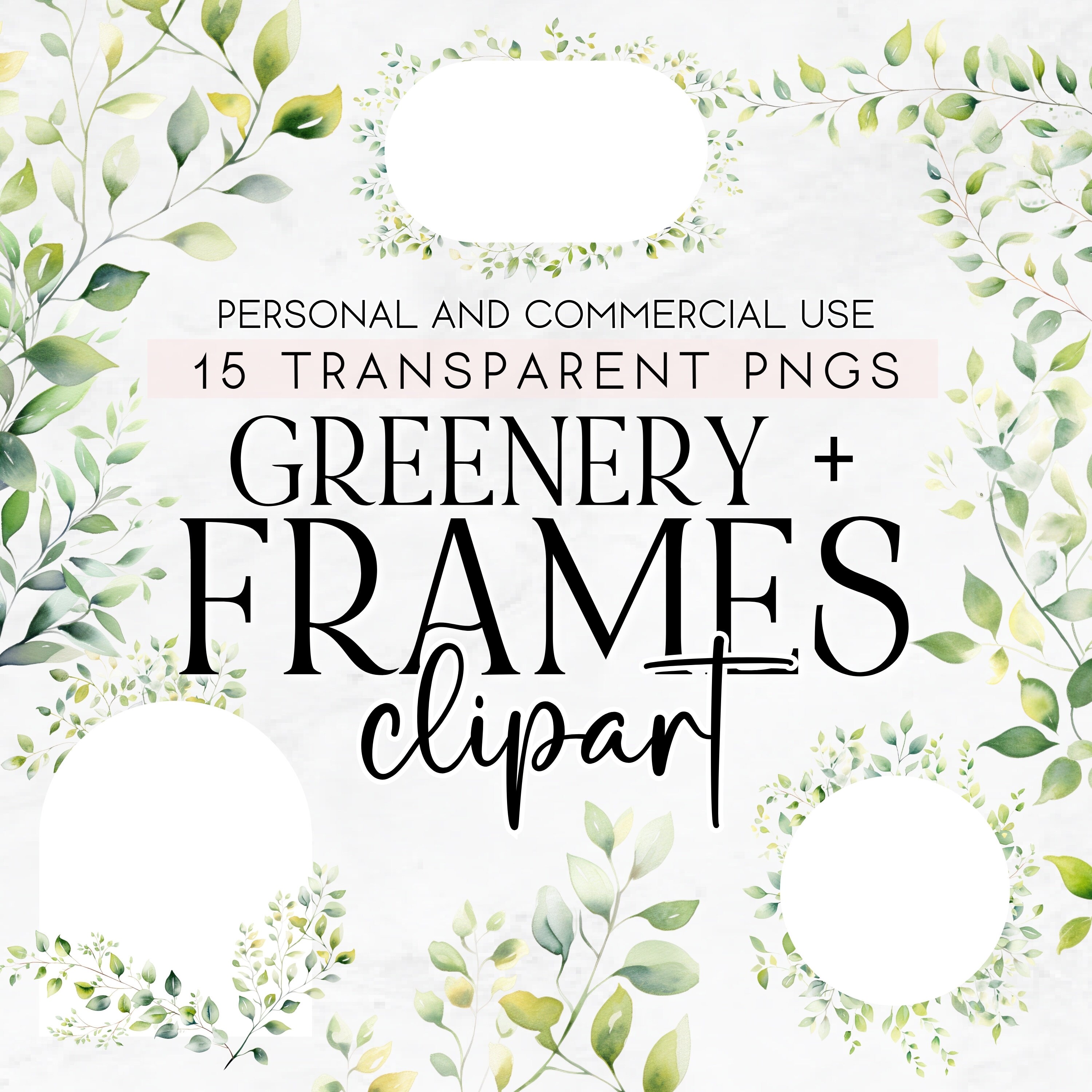 15 Greenery Leaves Clipart, Greenery Border, Greenery Frame, Leaves ...