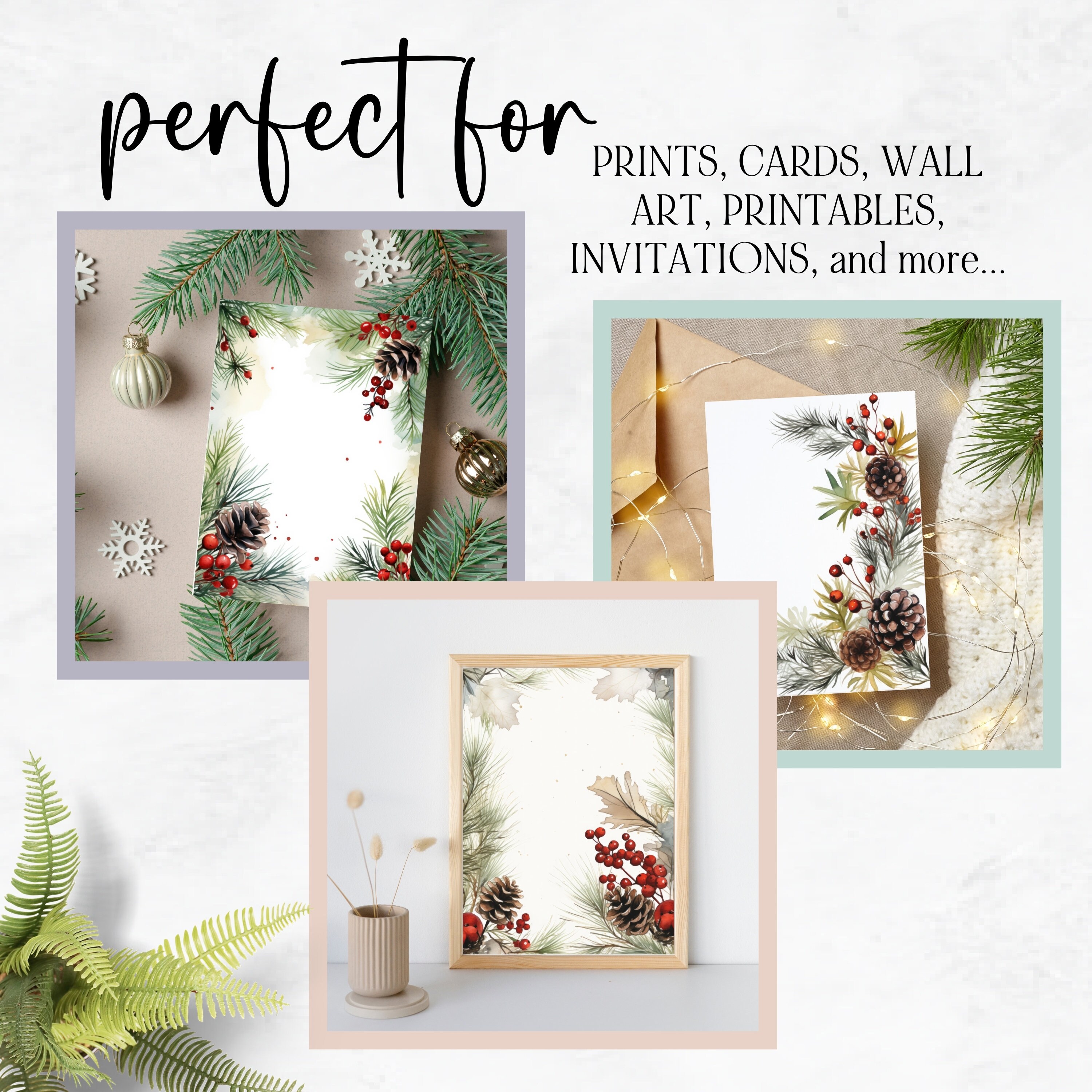 20 Christmas Floral Border, Christmas Page Border, Christmas Frame ...
