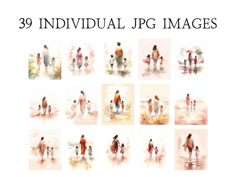 Loving Mom Clipart | Mother and Children Clipart | Commercial Use ...