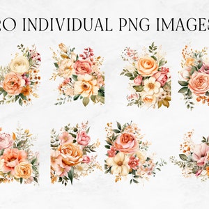 20 Peach Rose Clipart, Peach Wedding Flowers Clipart, Commercial Use ...