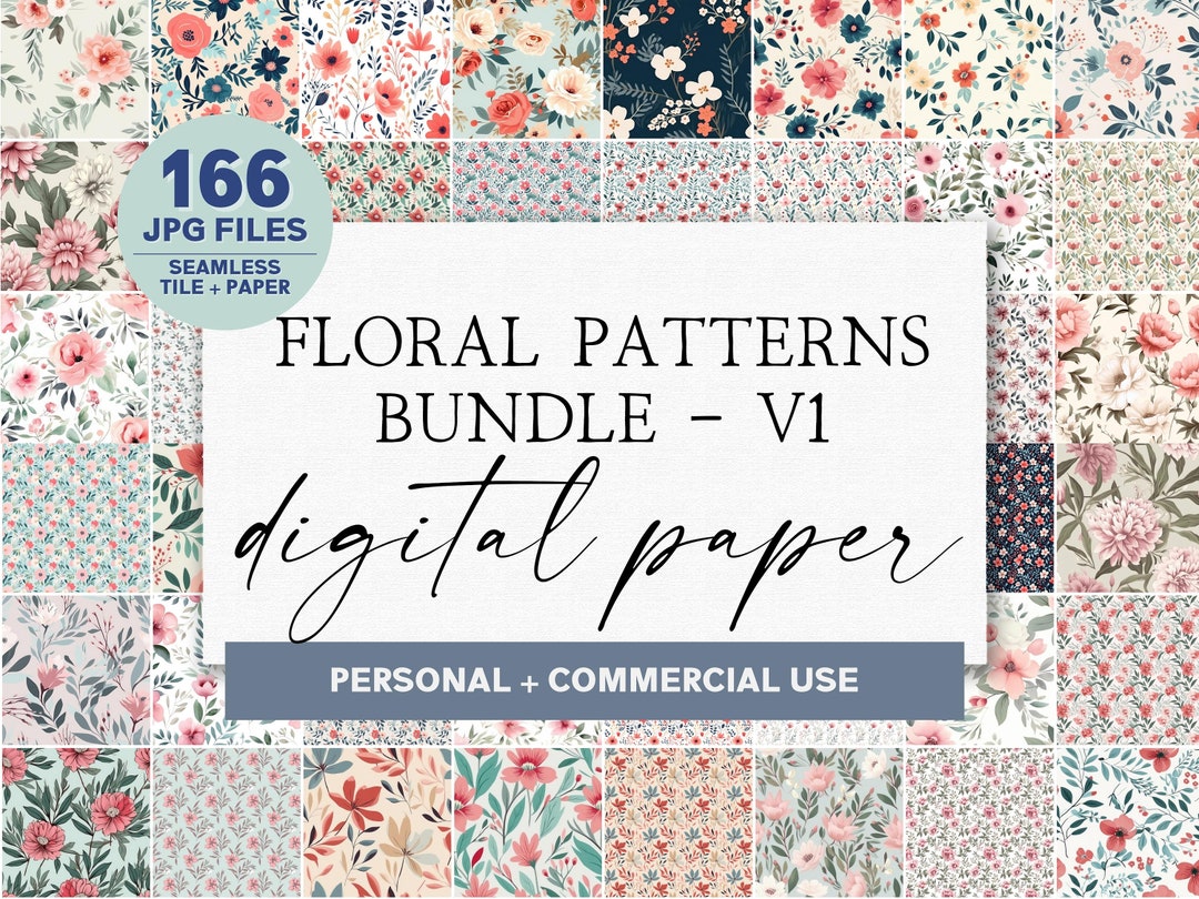 Floral Digital Paper Pack | Commercial Use Digital Paper | Floral ...