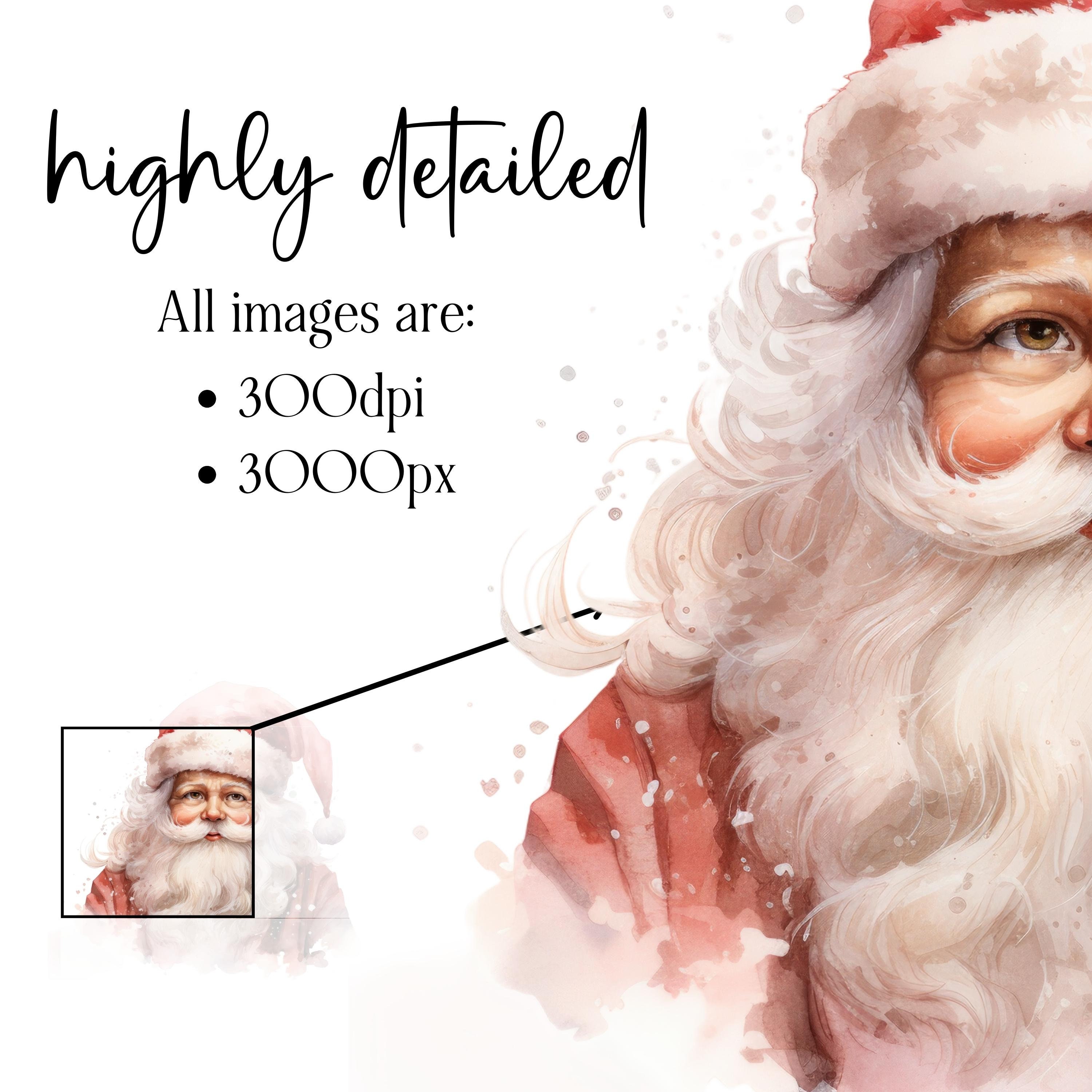 12 Traditional Santa Png Classic Santa Clipart Watercolor - Etsy