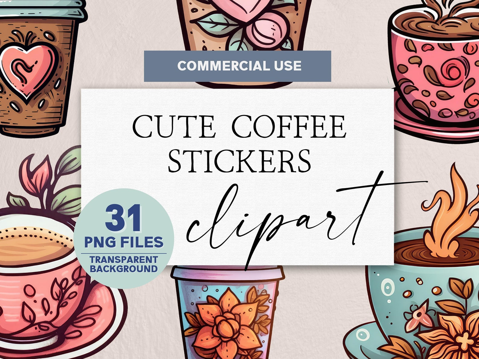 Cute Coffee PNG Clipart | PNG Clipart Stickers Commercial Use | Digital ...