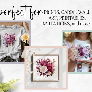 48 Magenta Flowers Clipart, Wedding Clipart, Wedding Flowers ...