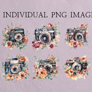 Vintage Camera Florals Clipart Watercolor Vintage Camera Clipart ...