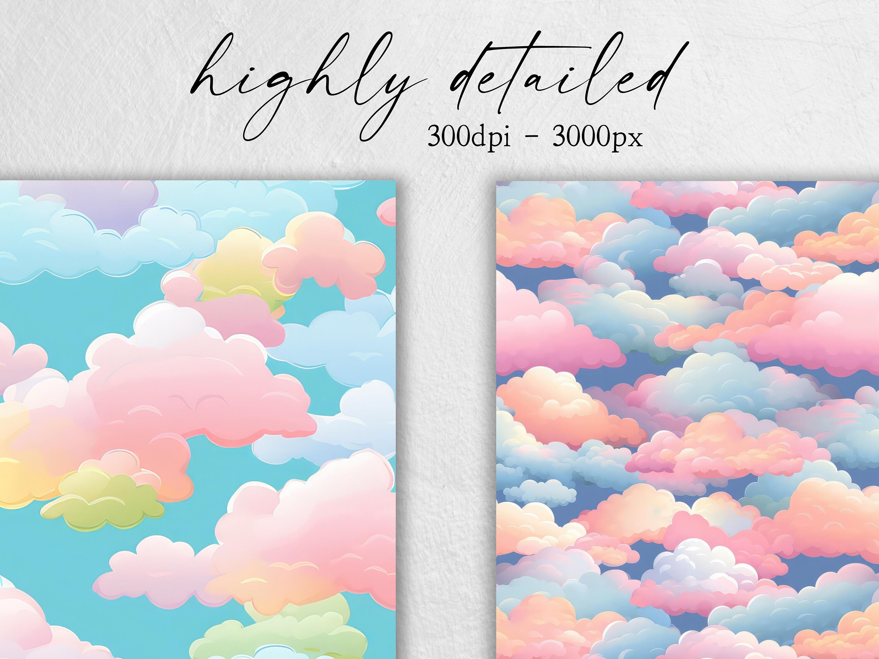 Pastel Clouds Digital Paper Backgrounds | Cloud Digital Paper ...