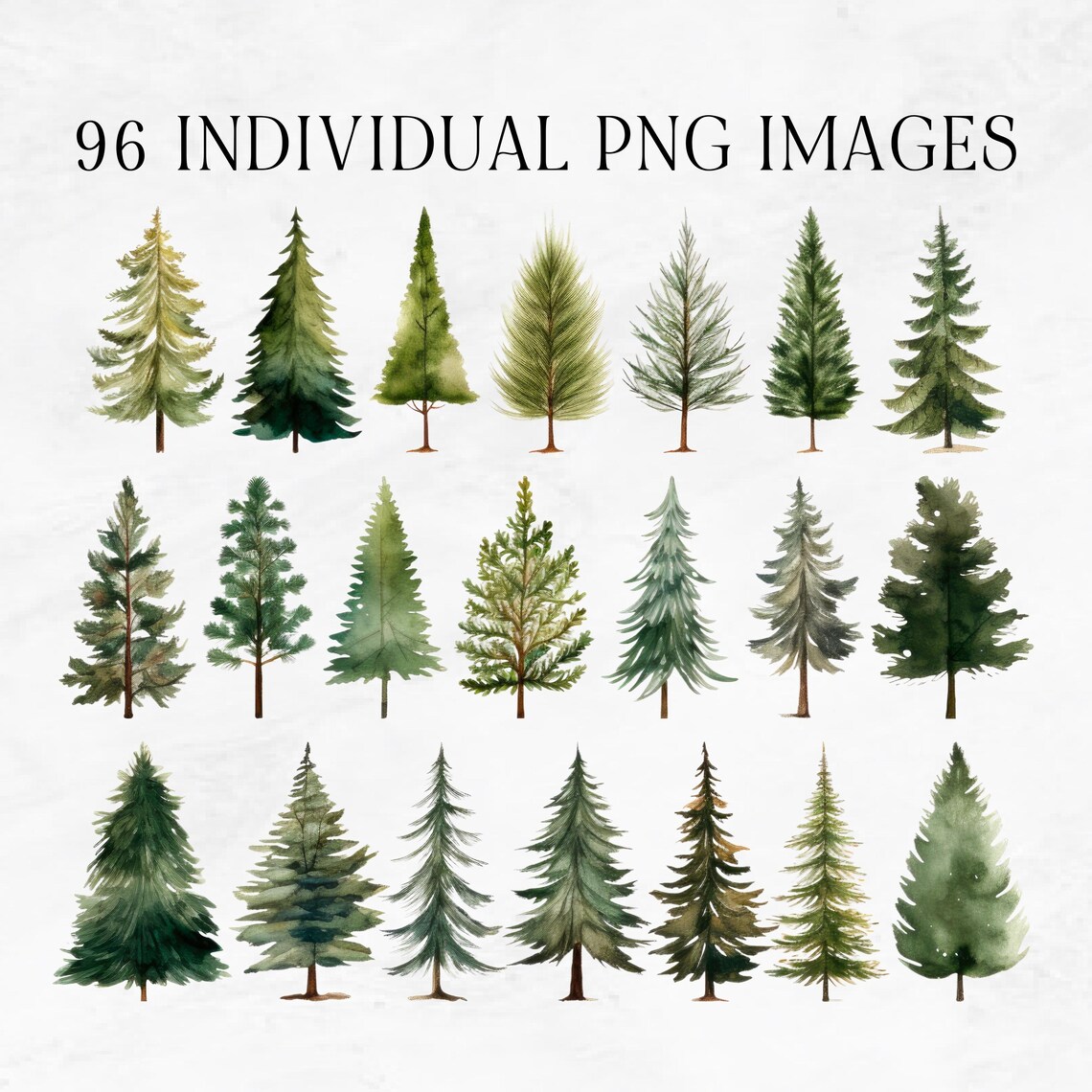 96 Watercolor Christmas Tree Clipart, Minimalist Christmas Tree Clipart ...