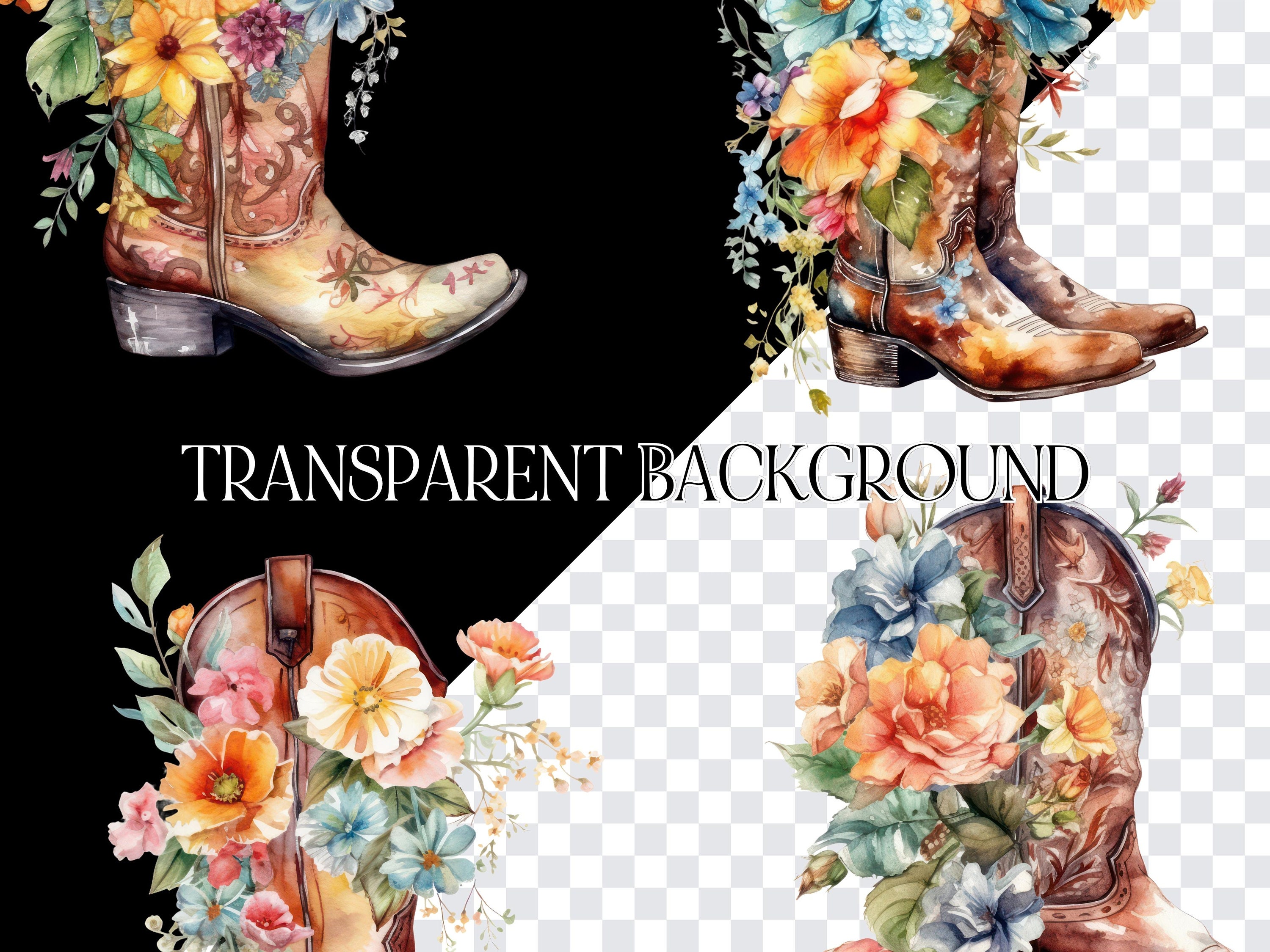 25 Floral Cowgirl Boots Clipart, Country Boots, Cute Country Boots With ...
