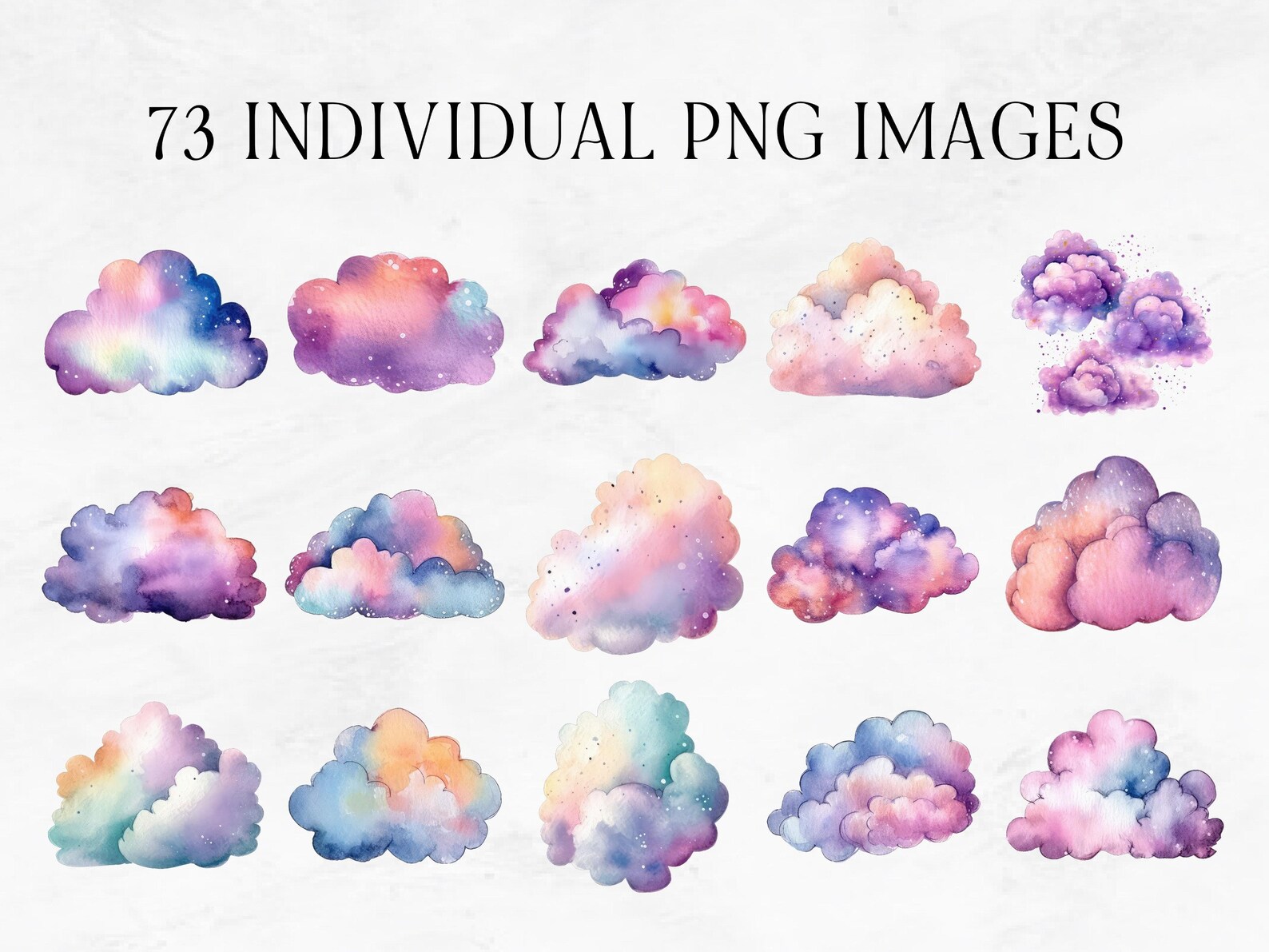 73 Watercolor Clouds Clipart, Commercial Use Clipart, Transparent PNG ...