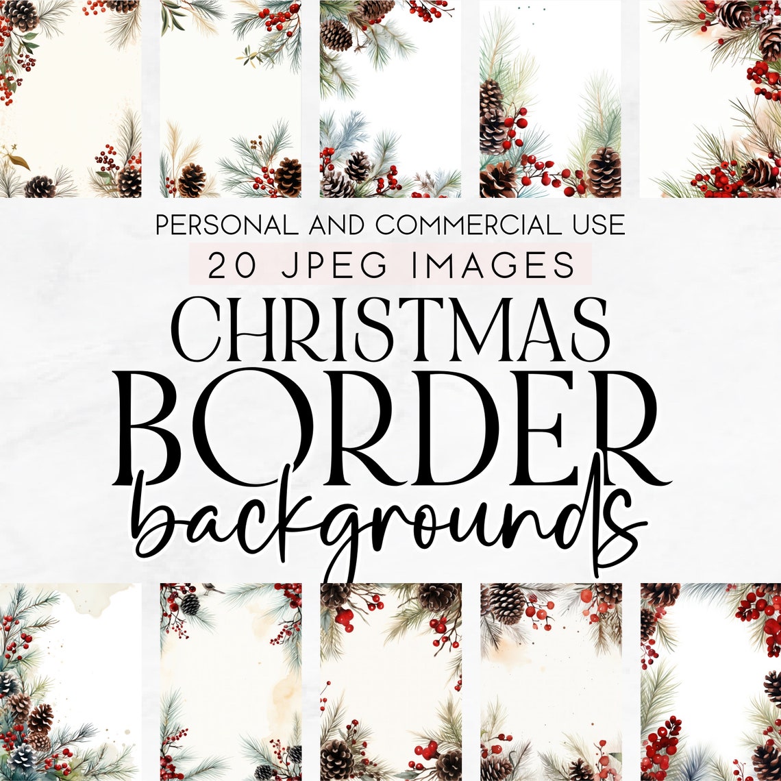 20 Christmas Floral Border, Christmas Page Border, Christmas Frame ...