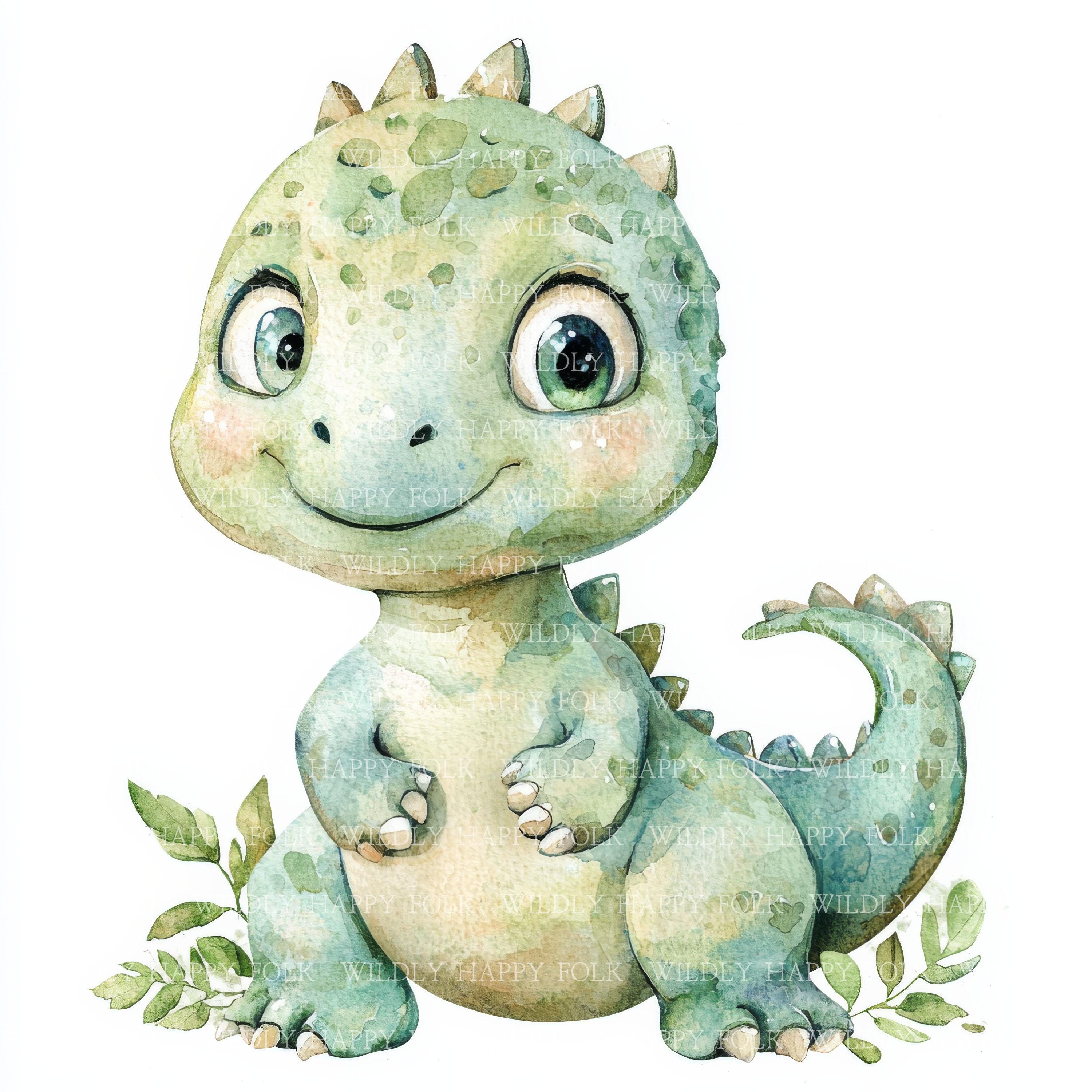 22 Cute Watercolor Dinosaur Clipart, Pastel Baby Dino PNG, Nursery ...