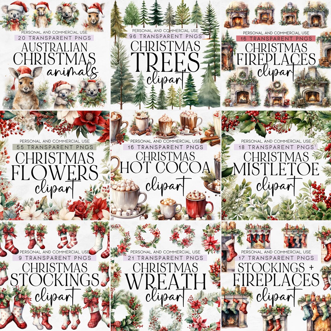 Christmas Mega CLIPART BUNDLE, 1,000+ Assets, Christmas Clipart ...