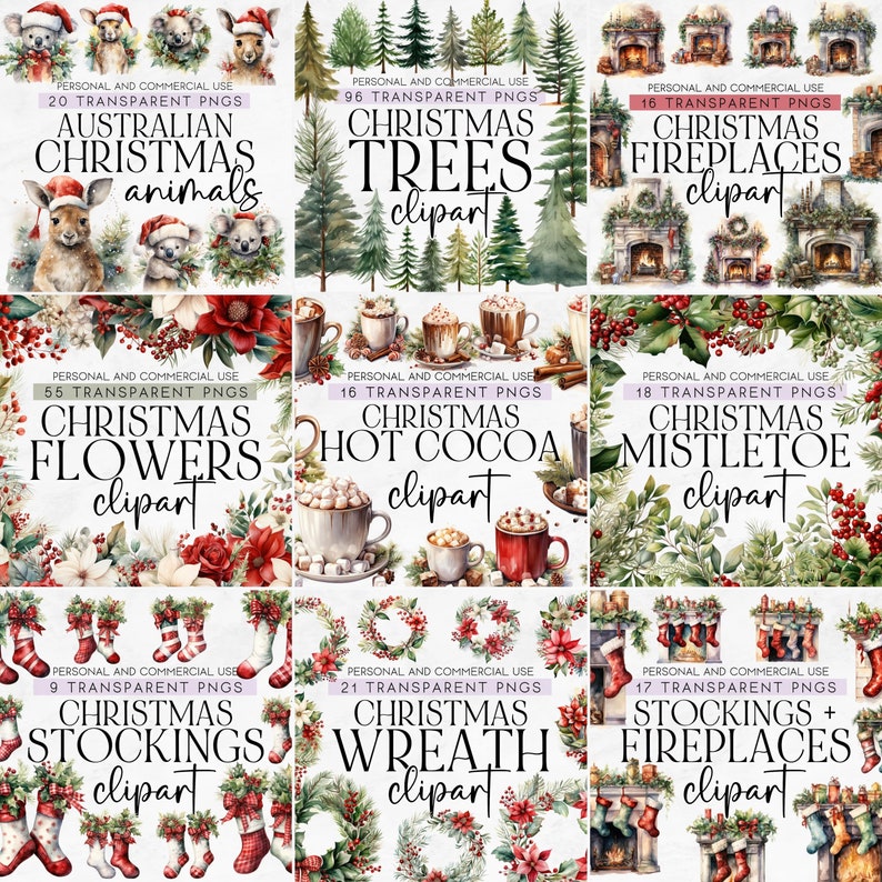 Christmas Mega CLIPART BUNDLE, 1,000+ Assets, Christmas Clipart ...