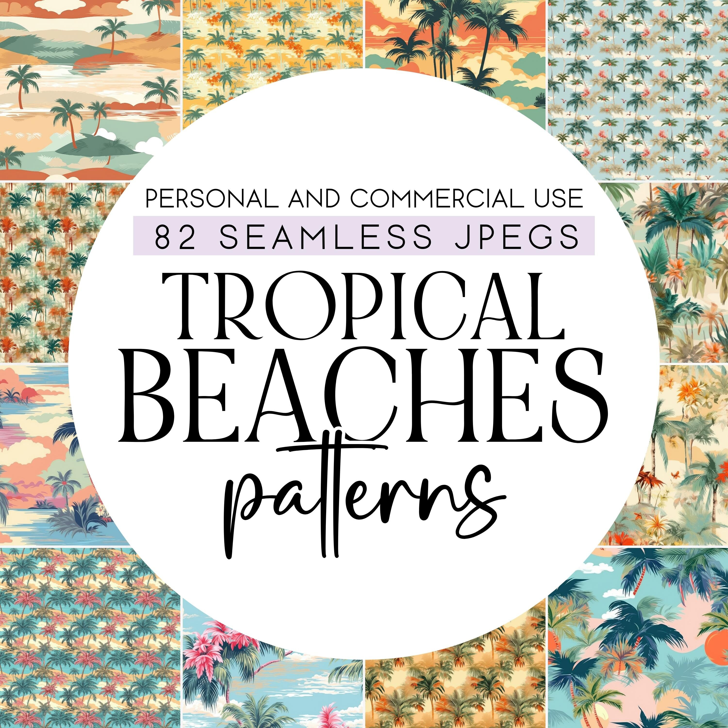 82 Tropical Seamless Pattern, Beach Seamless Pattern, Tropical Digital ...