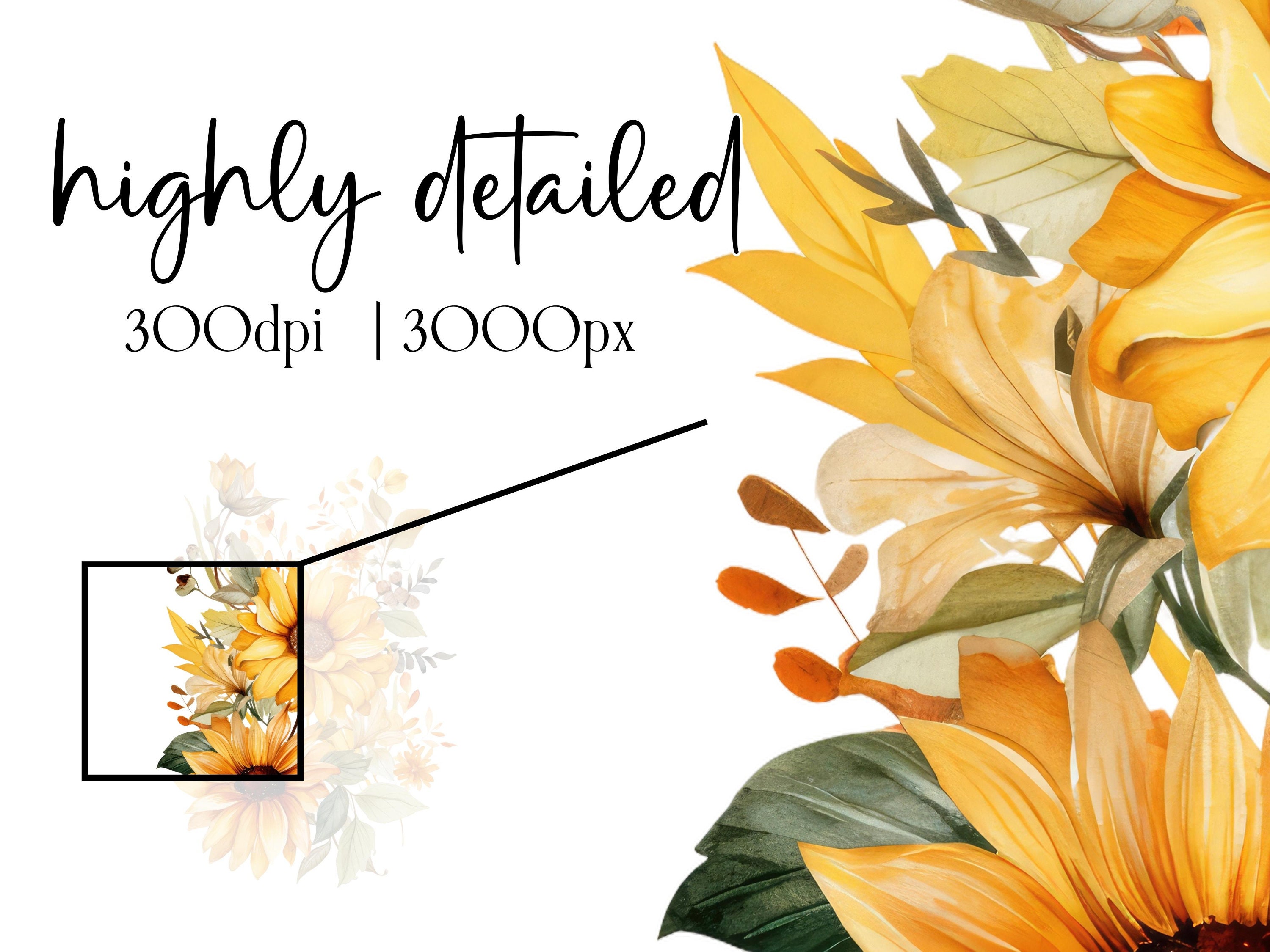 14 Watercolor Sunflowers Clipart, Sunflower Bouquets, Commercial Use ...