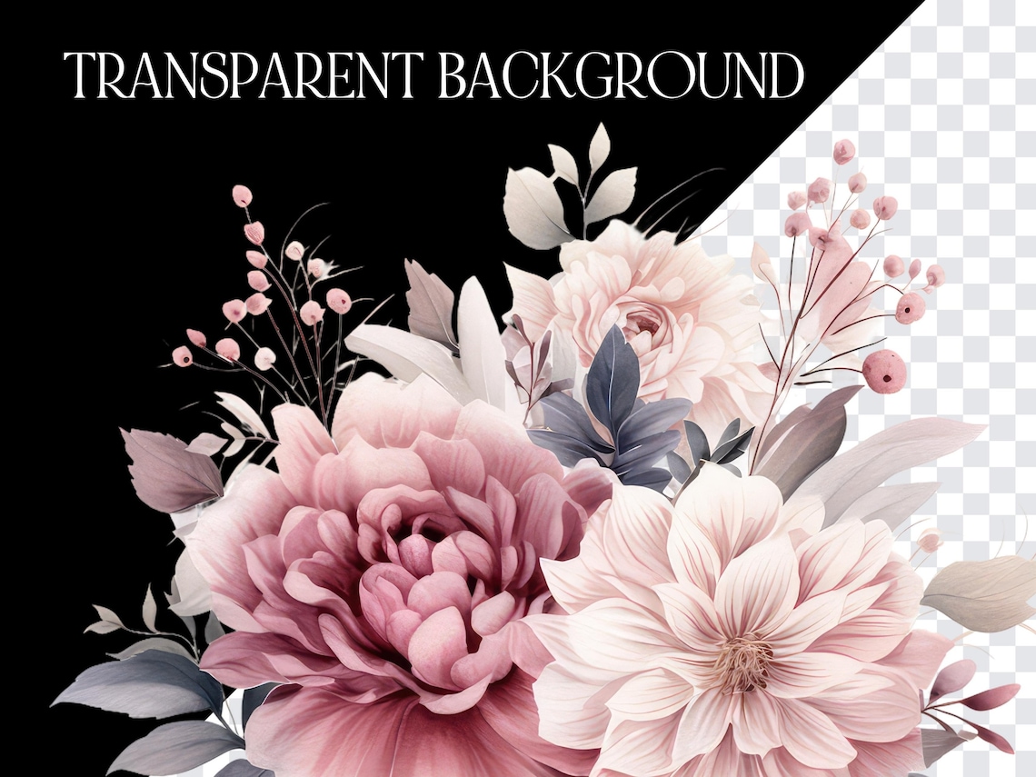 40 Dusty Pink Floral Bouquets Clipart Bundle Commercial Use - Etsy