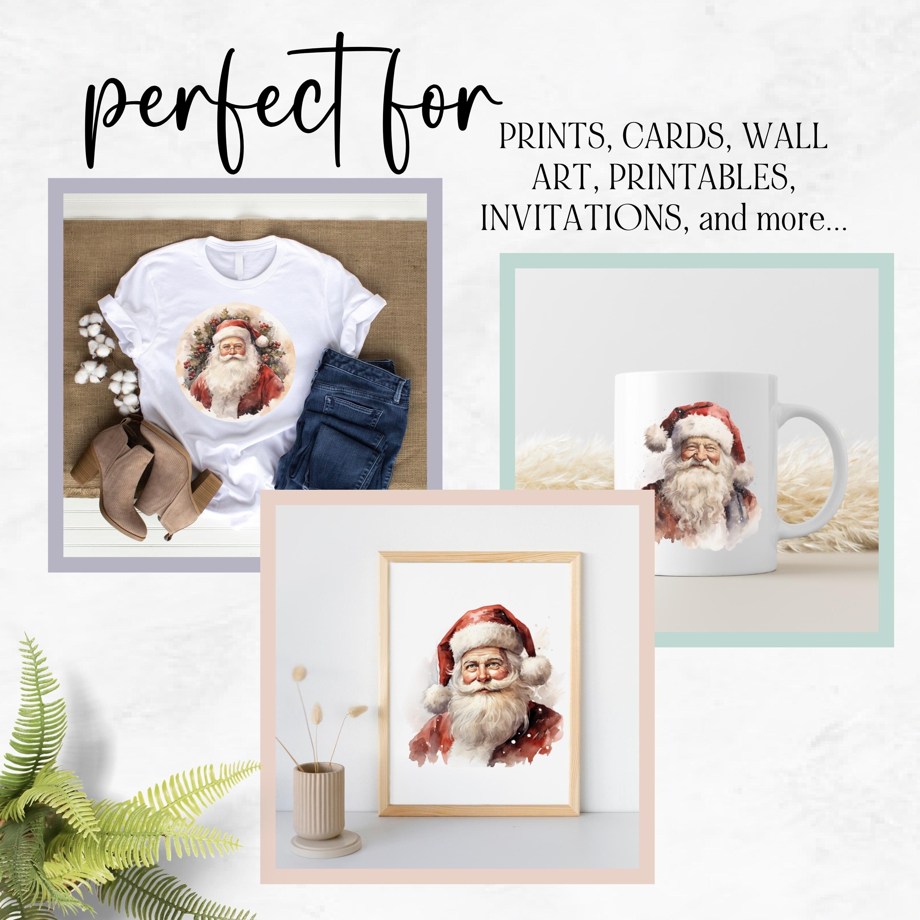 12 Traditional Santa Png Classic Santa Clipart Watercolor - Etsy