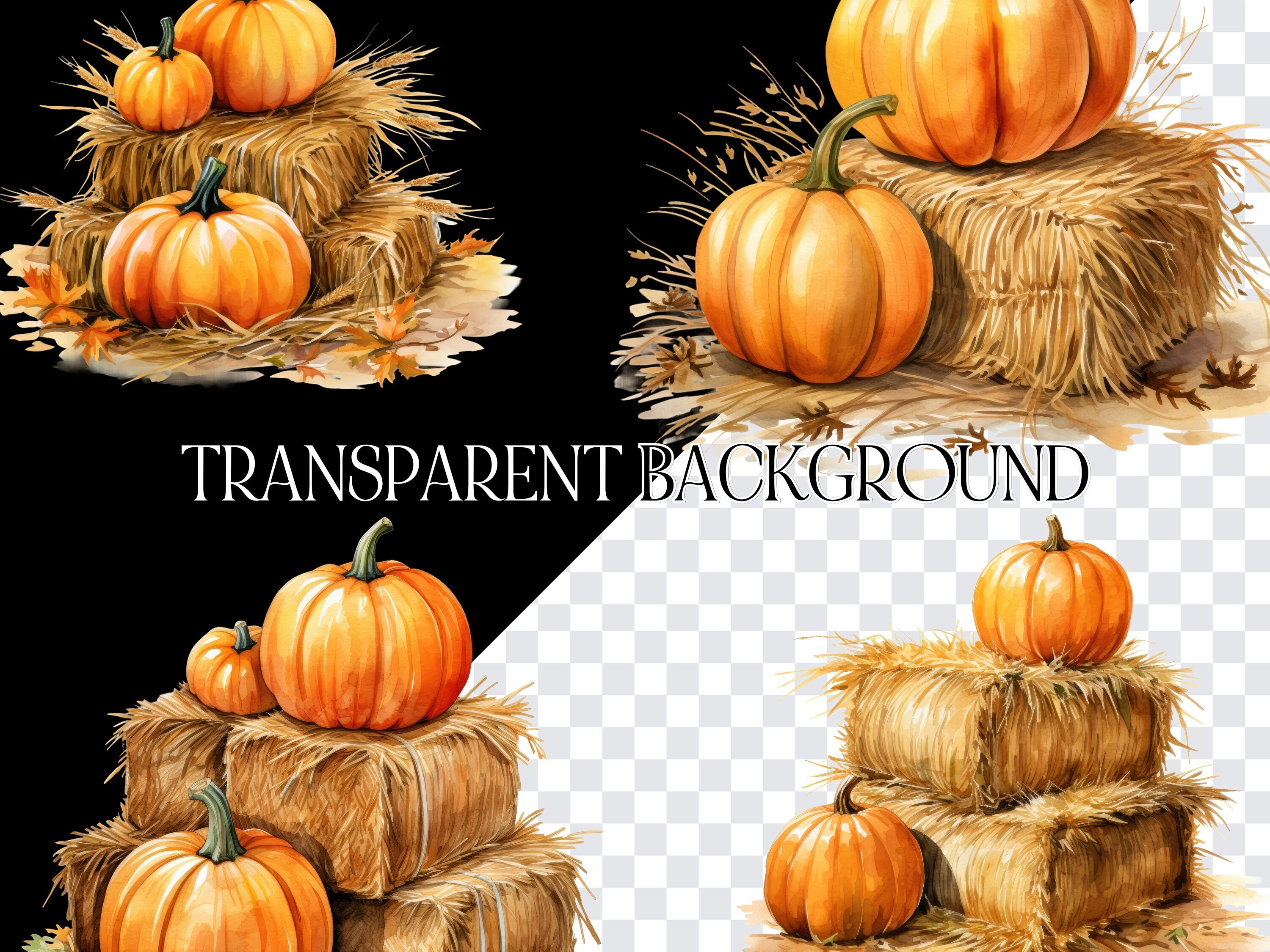 9 Watercolor Clipart Bale Hay, Farm Life Clipart, Autumn Clipart, Fall ...