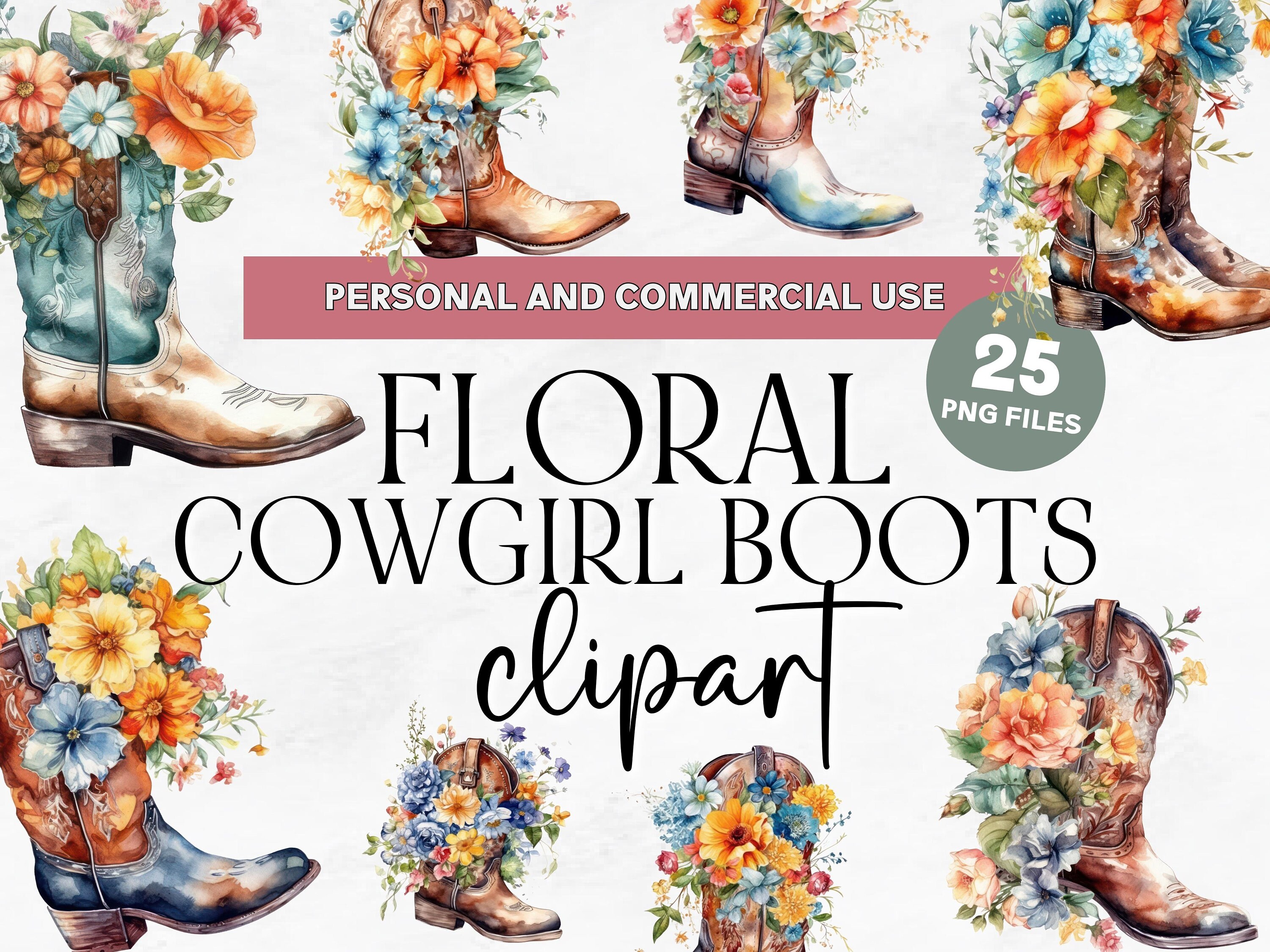 25 Floral Cowgirl Boots Clipart, Country Boots, Cute Country Boots With ...