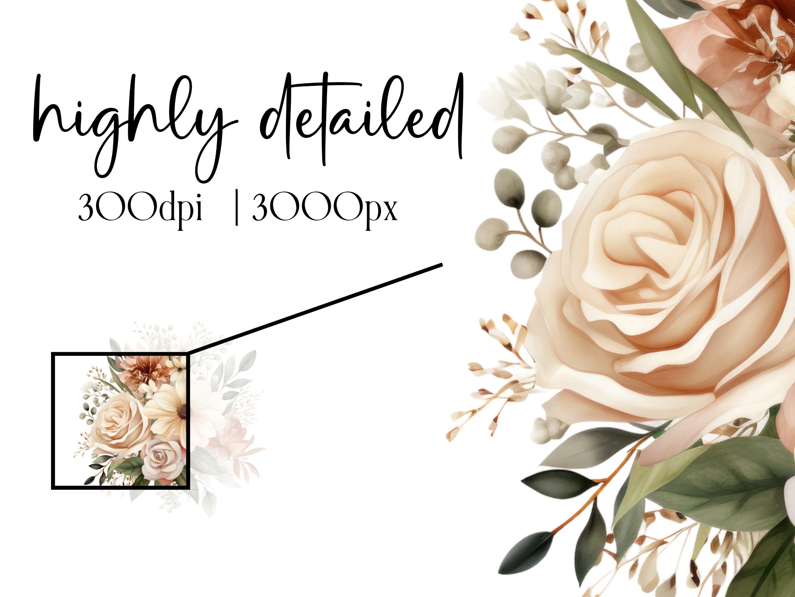 17 Champagne Flowers Clipart, Floral Watercolor Wedding Clipart ...