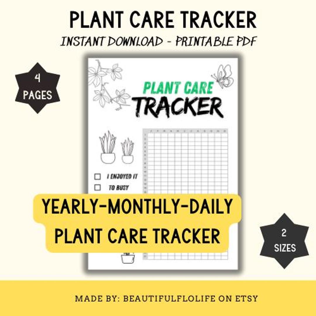 Plant Watering Tracker Log – Plant Care Tracker – House Plant Water ...