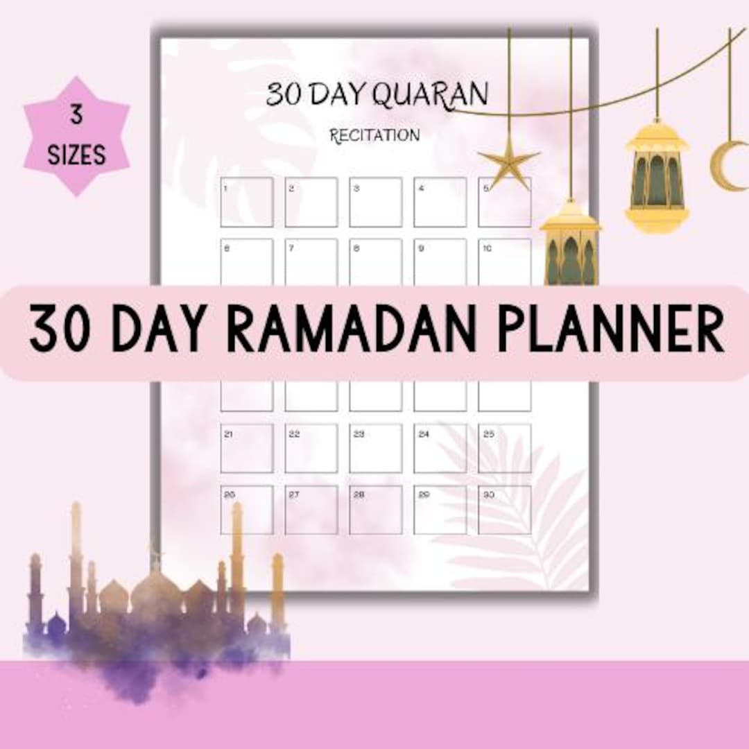 30-day Ramadan Planner: Islamic Fasting and Prayer Journal. Daily ...