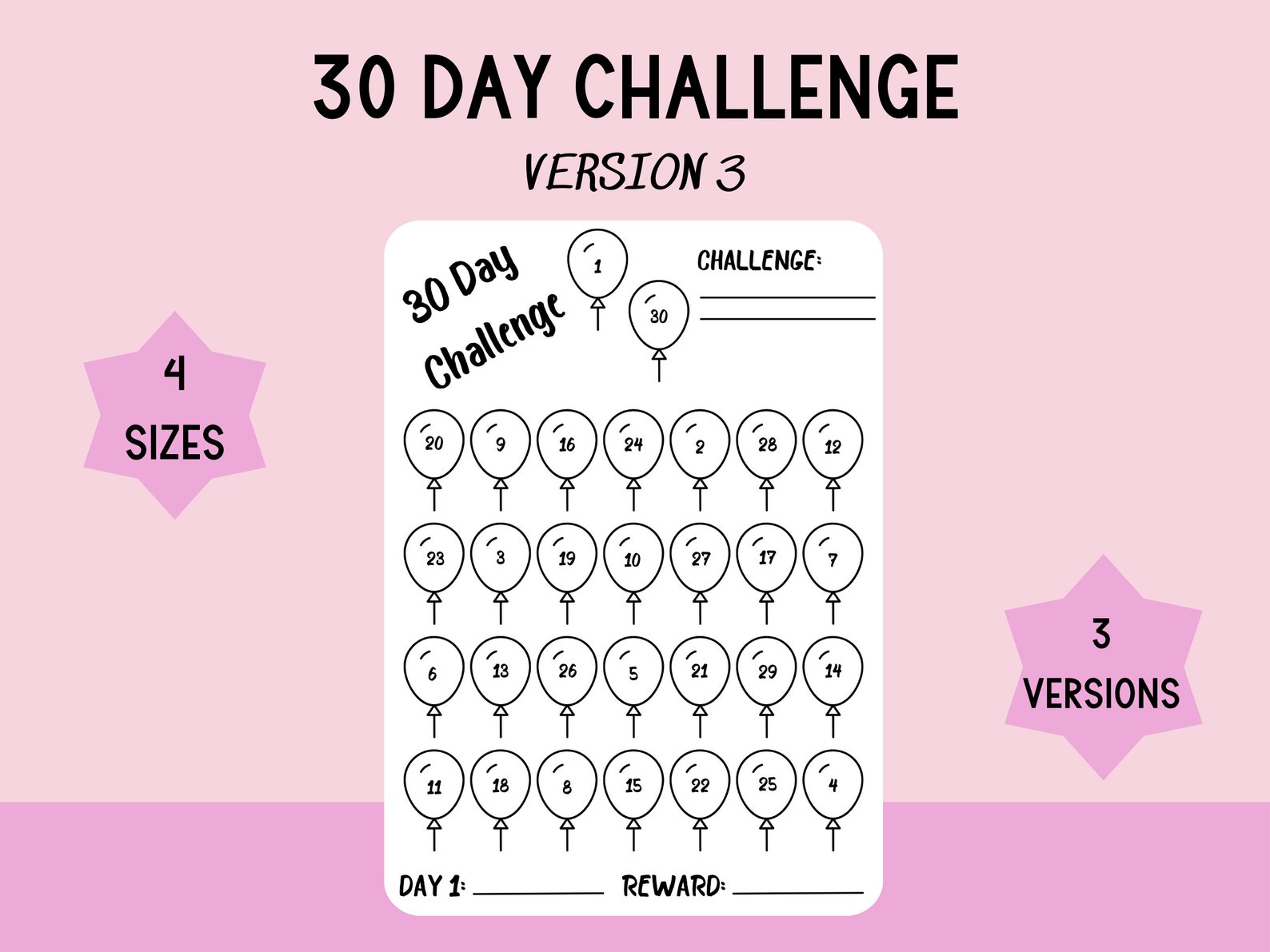 30-day Printable Challenge Worksheets Goal Tracker Habit Tracker Growth ...