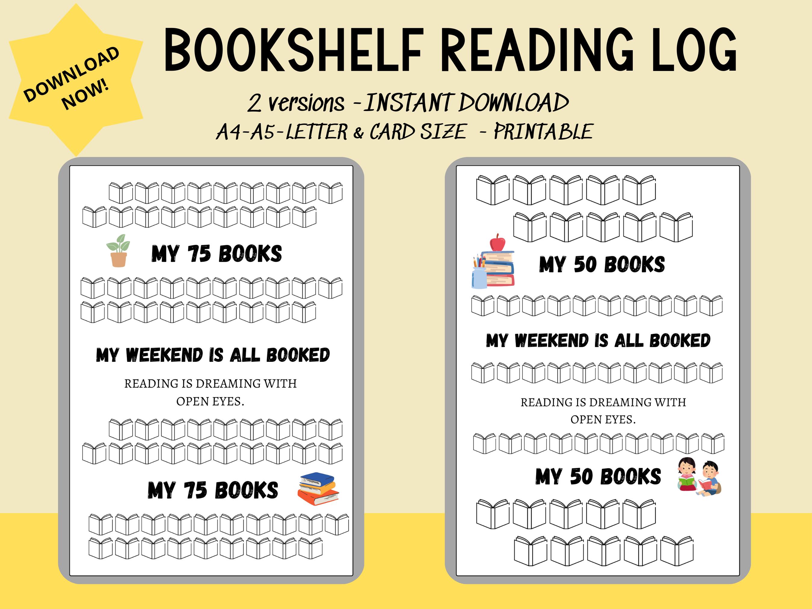Printable Bookshelf Reading Challenge, Daily Habit Tracker, Journal ...