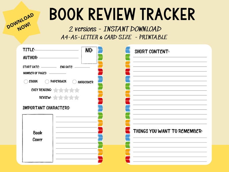 Reading Challenge Log, Printable Book Tracker for Kids & Adults, Fun ...
