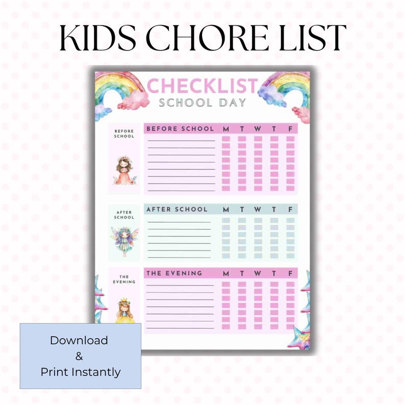 Visual Schedule for Kids, Printable School Routine Checklist ...