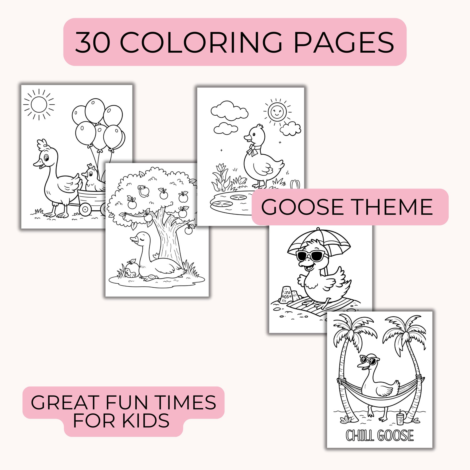 One Silly Goose Coloring Page, Goose Birthday Party Printable Kids ...
