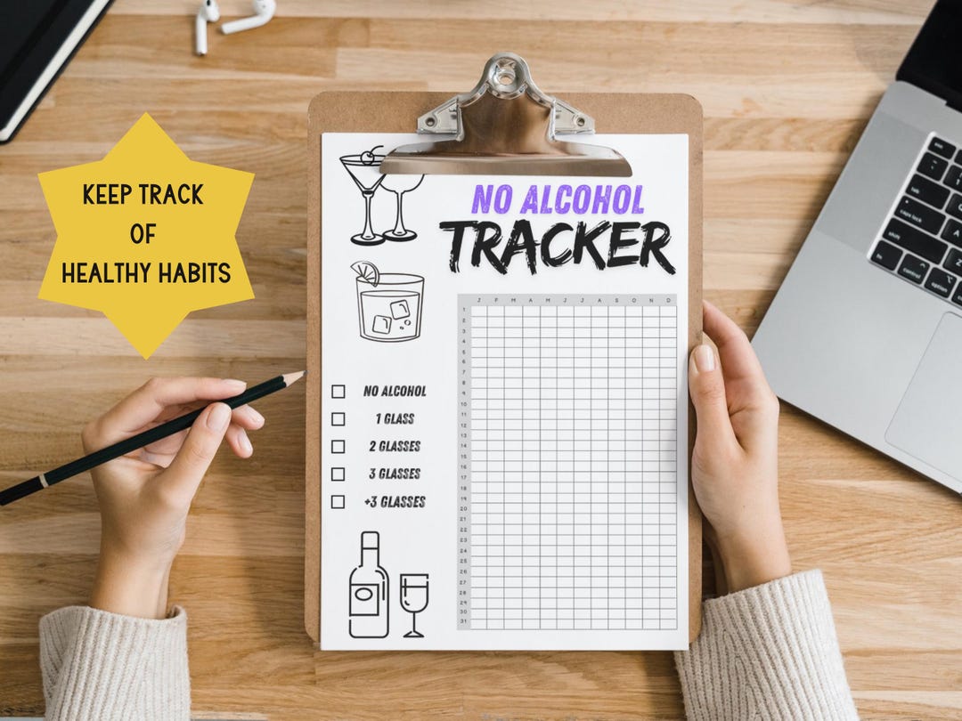 Alcohol Tracker Printable Planner Page, No Alcohol Challenge, Monthly ...