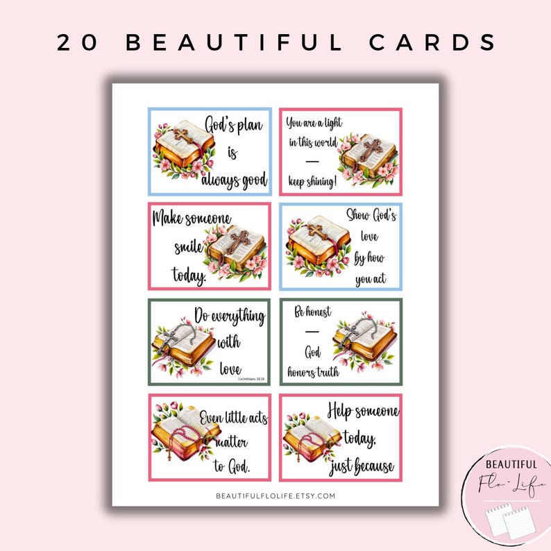 Encouragement Scripture Cards Printable, Bible Verse Cards for Kids ...