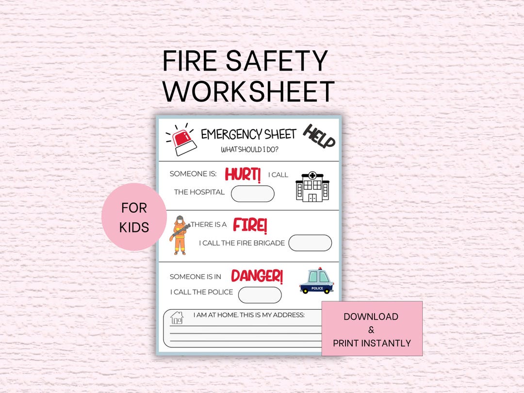 Fire Safety for Kids Worksheets, Emergency Plan Home Printable ...