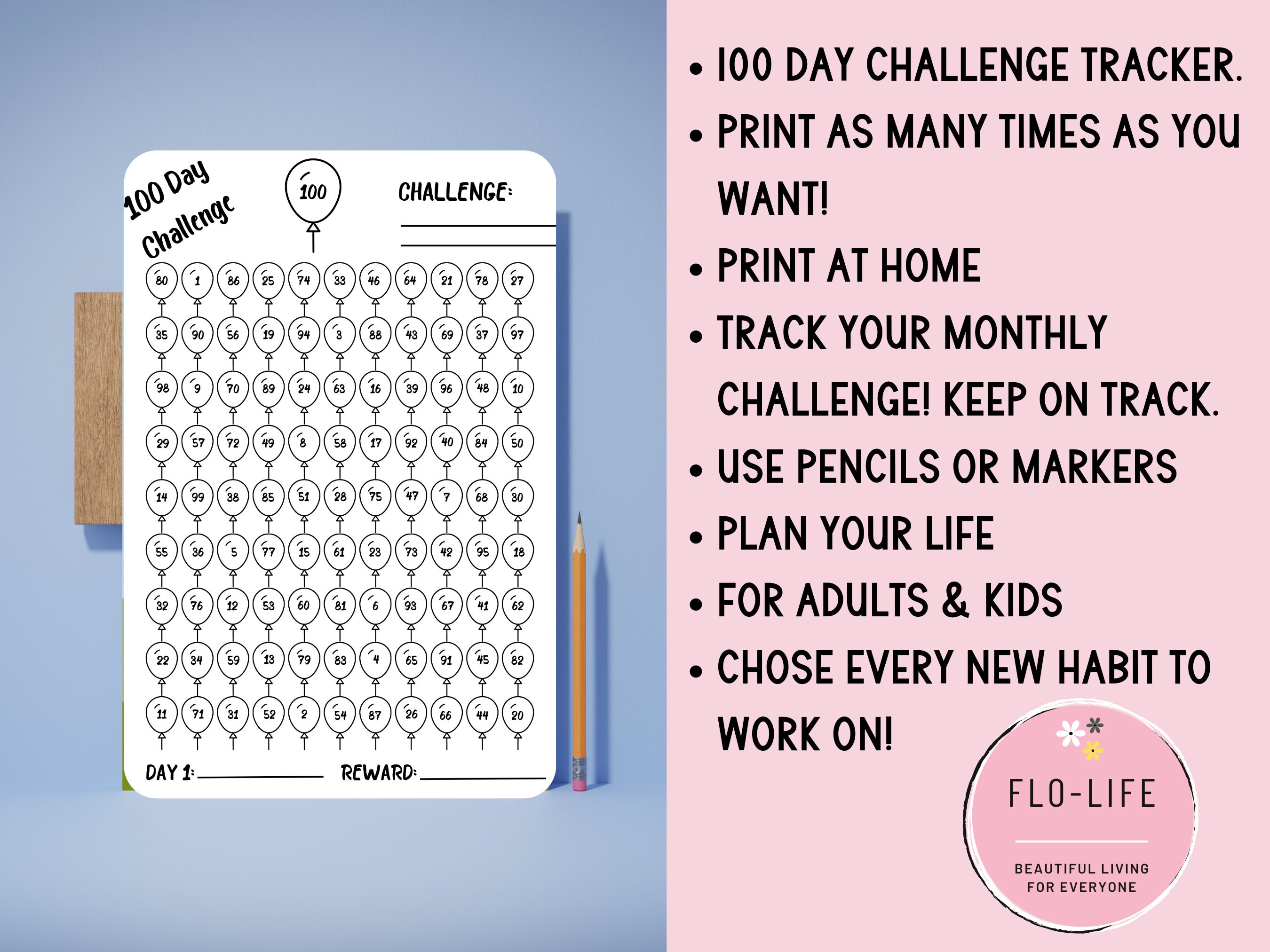100 Day Challenge Daily Habit Tracker Challenges 100 Days Tracker ...