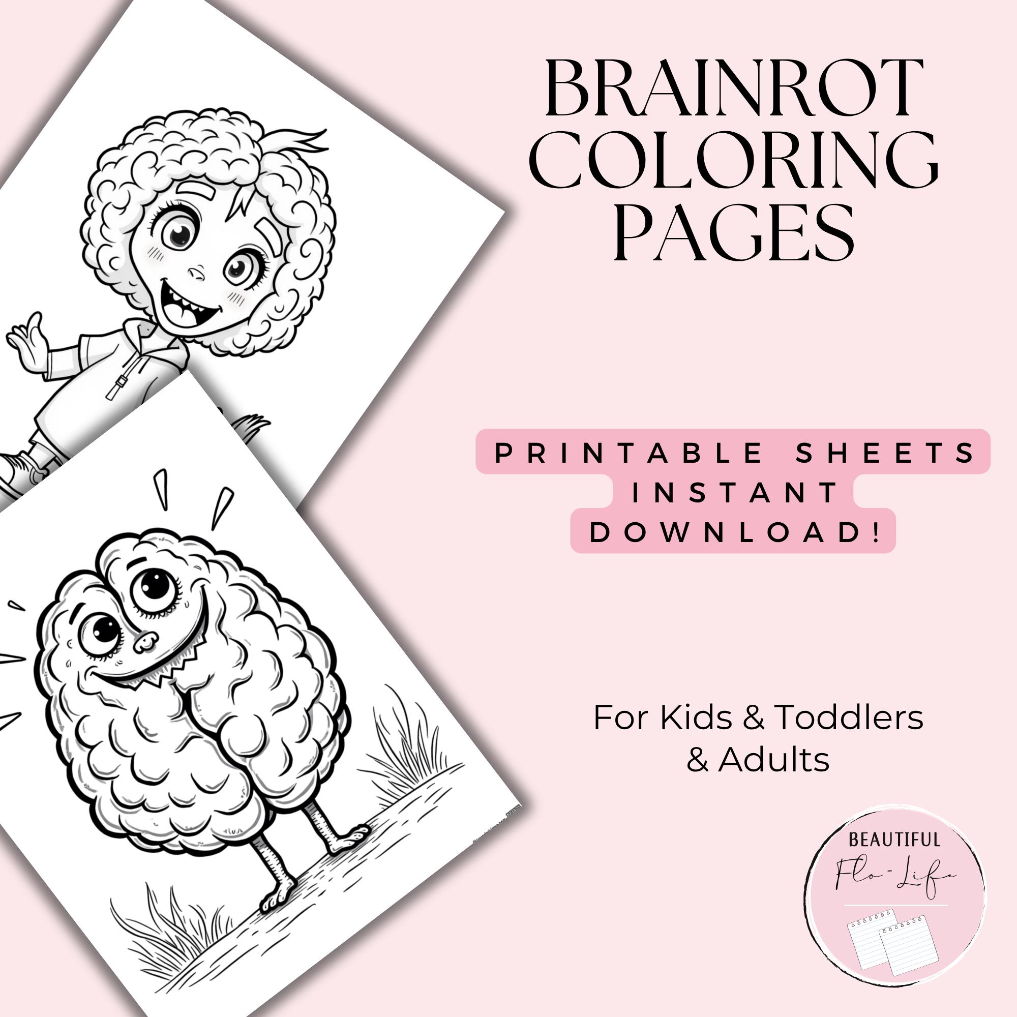 Brainrot Coloring Pages, Printable Kids Activity Sheets, Art Prints of ...