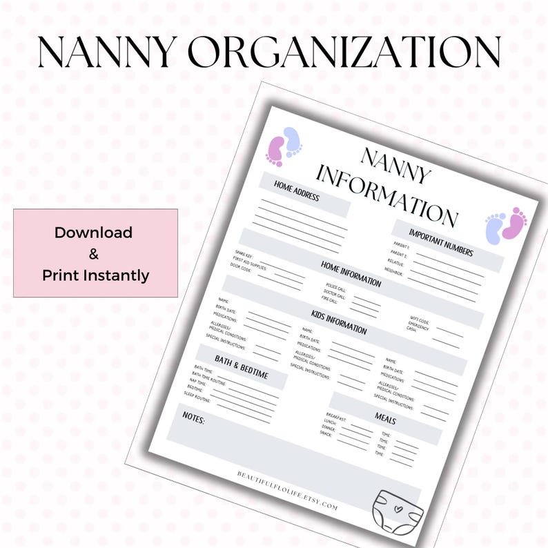 Nanny to Do List, Daily Schedule Template, Babysitter Checklist ...