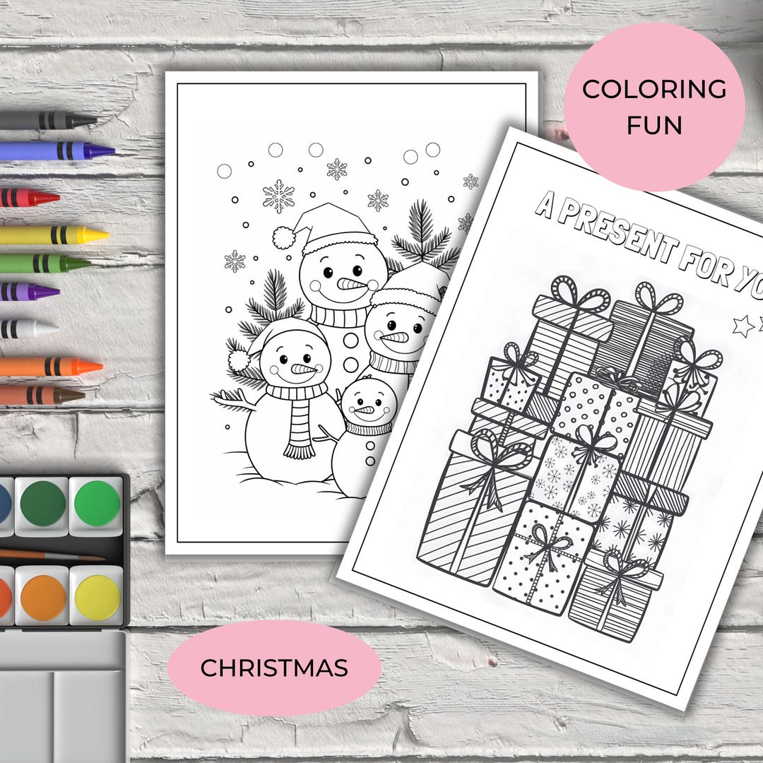 Retro Christmas Coloring Pages for Adults & Teens, Digital Download for ...