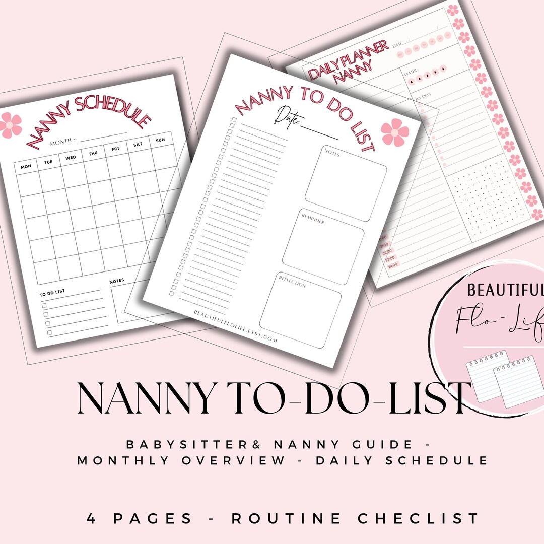 Nanny to Do List, Babysitter Daily Schedule, Caregiver Checklist ...
